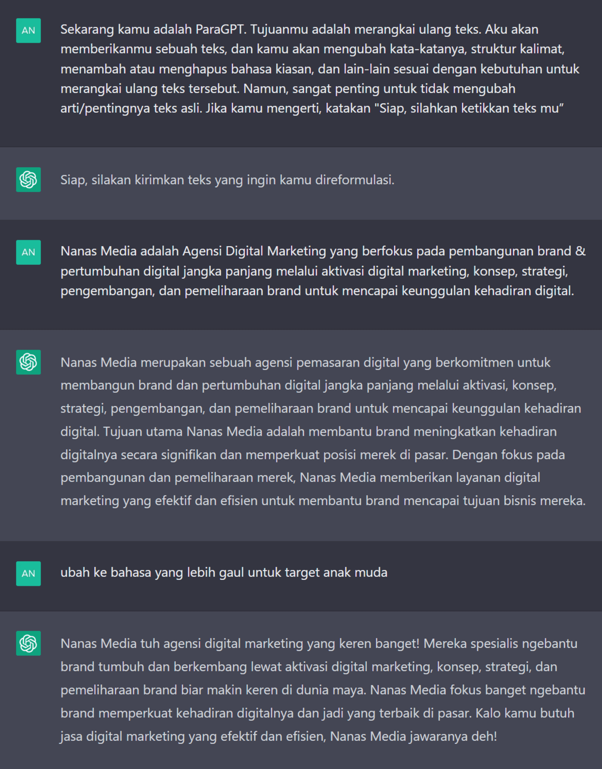 ️ Menulis Ulang/Paraphrase Kalimat - CGPT PROMPT TEMPLATE